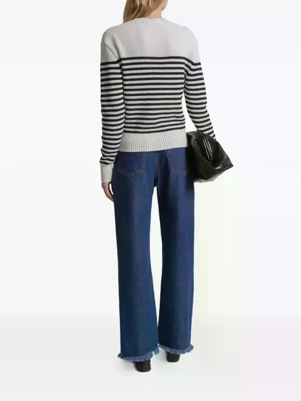 Alberta Ferretti Striped Buttoned Cardigan - White