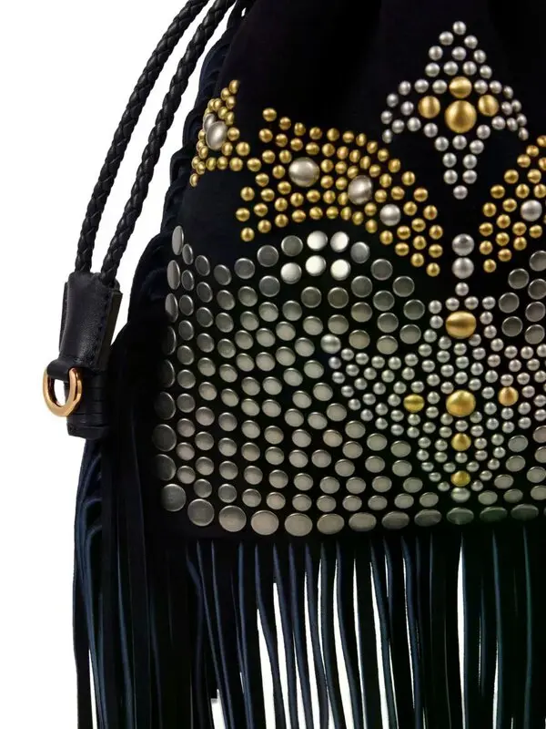 Etro Small Kalispera Bucket Bag With Studs And Fringes
