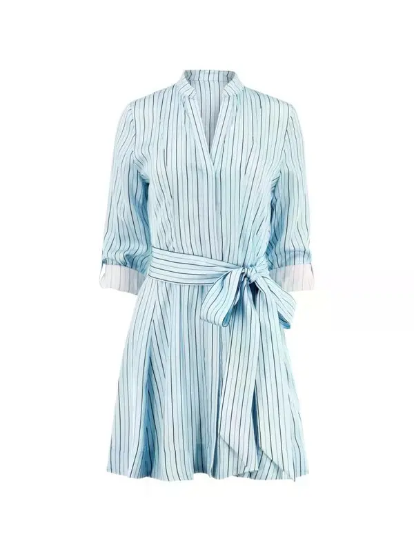 Alice + Olivia Striped 3/4 Sleeve Belted Dress - Blue