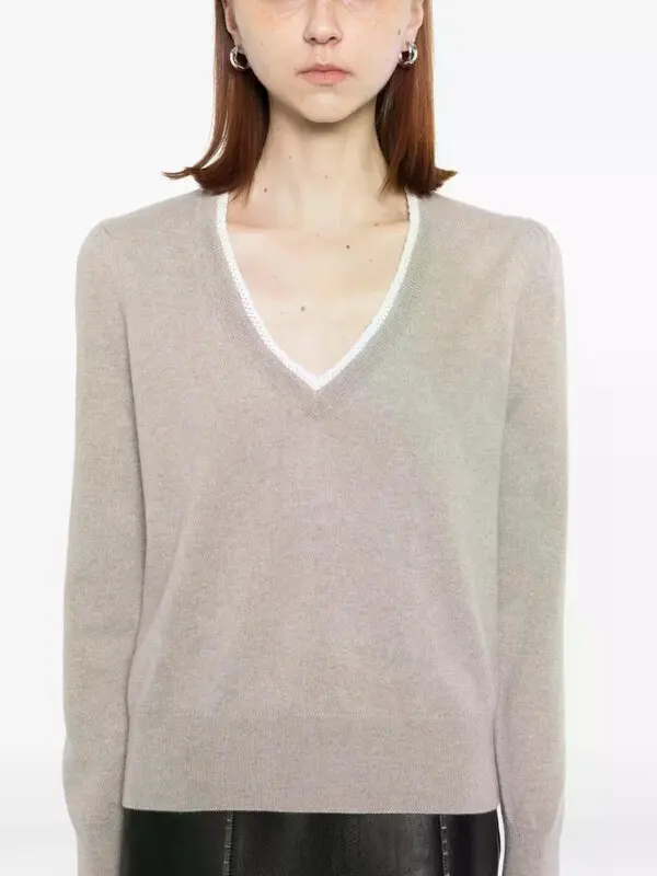 N.peal Lace Trim V-neck Sweater