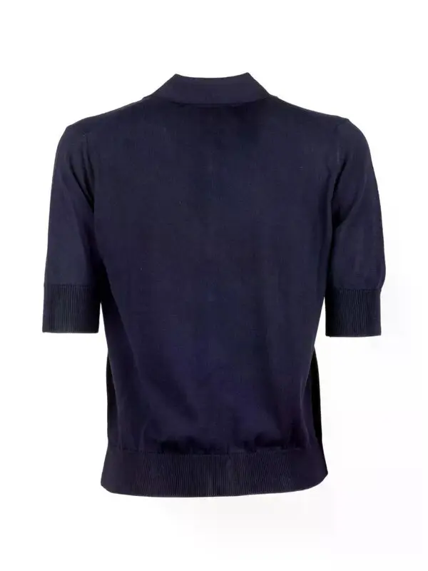 Alpha Studio Polo Collar Short Sleeve Top - Blue
