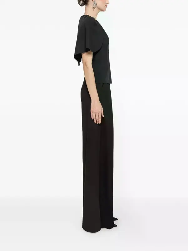 NISSA Cape Design Blouse With Short Sleeves - Black