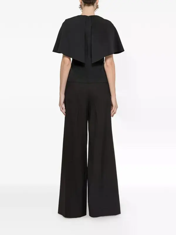 NISSA Cape Design Blouse With Short Sleeves - Black