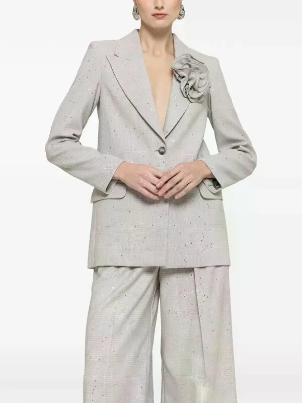 NISSA Floral Detail Check Blazer