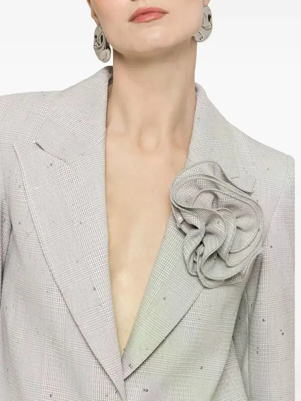 NISSA Floral Detail Check Blazer