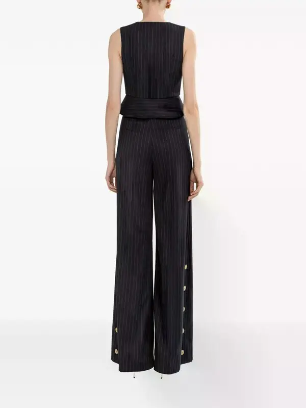 NISSA Single-breasted Pinstripe Waistcoat - Blue