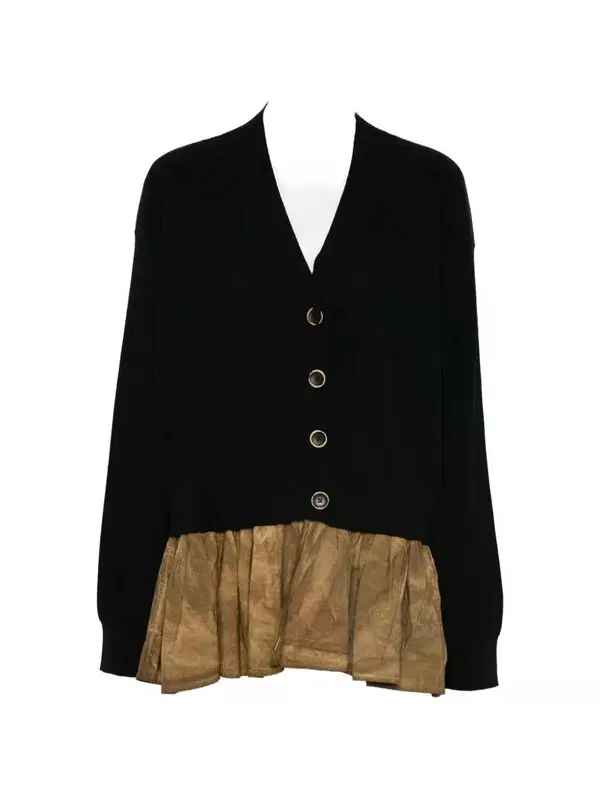 UMA WANG V-neck Cardigan With Ruffle Trim - Black
