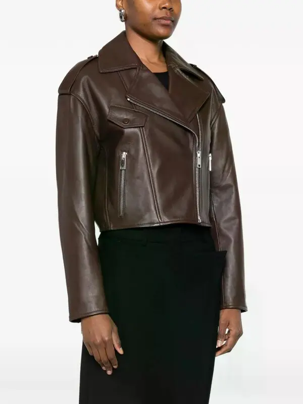 YVES SALOMON Zip-fastening Leather Jacket - Brown