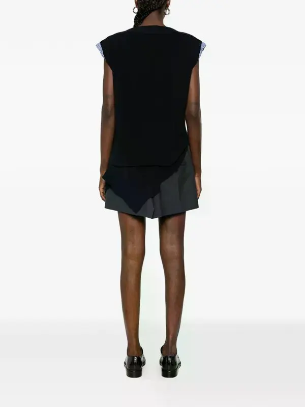 Sacai Asymmetric Mini Dress With Ribbed Knit Panel