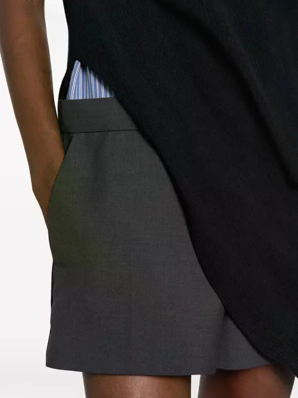 Sacai Asymmetric Mini Dress With Ribbed Knit Panel