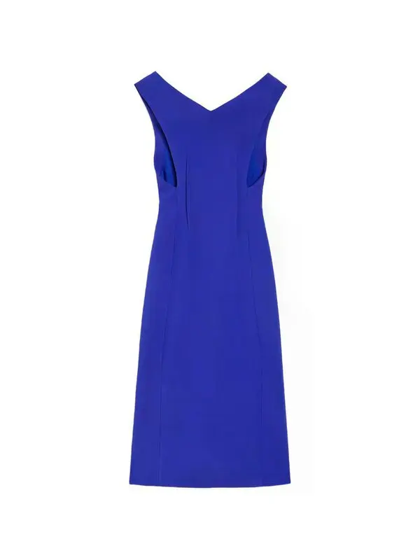 JIL SANDER Technical V-neck Off-the-shoulder Dress - Blue