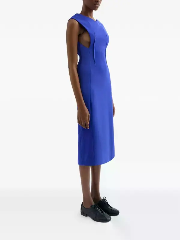 JIL SANDER Technical V-neck Off-the-shoulder Dress