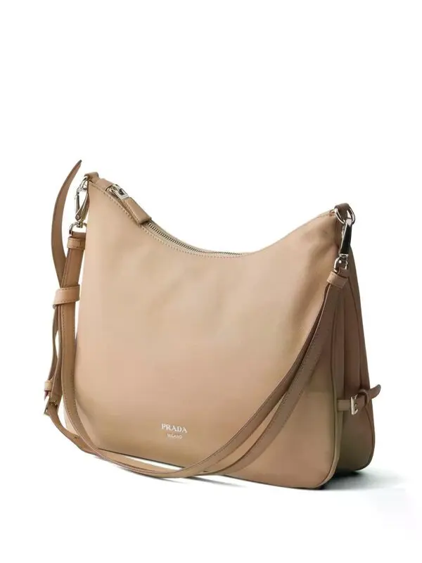 Prada Fold Large Leather Shoulder Bag - Neutrals