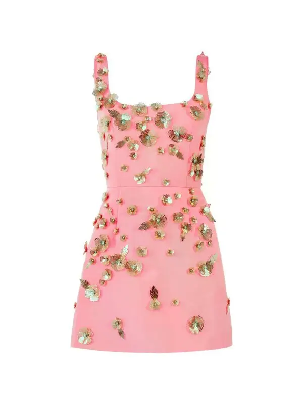 Carolina Herrera Floral Embellished Mini Dress - Pink