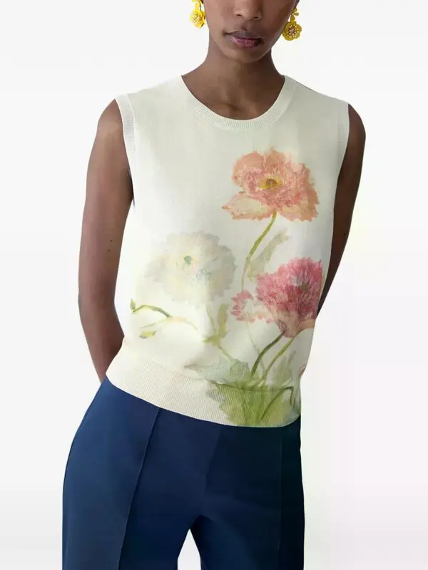 Carolina Herrera Poppy Print Silk-cotton Tank