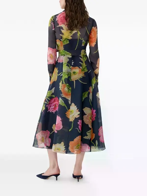 Carolina Herrera Floral Belted Midi Dress
