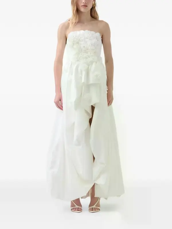 Aje Carina Floral Strapless Maxi Dress - White