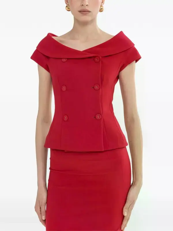 NISSA Off-shoulder Fitted Blazer - Red