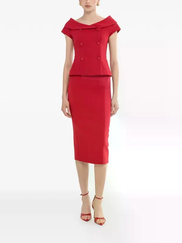 NISSA Off-shoulder Fitted Blazer - Red