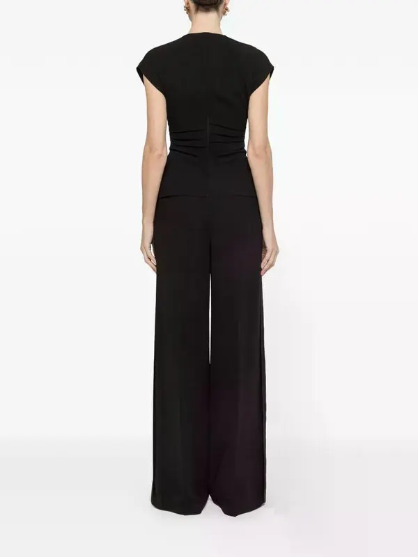 NISSA Ruffled Crepe Blouse - Black