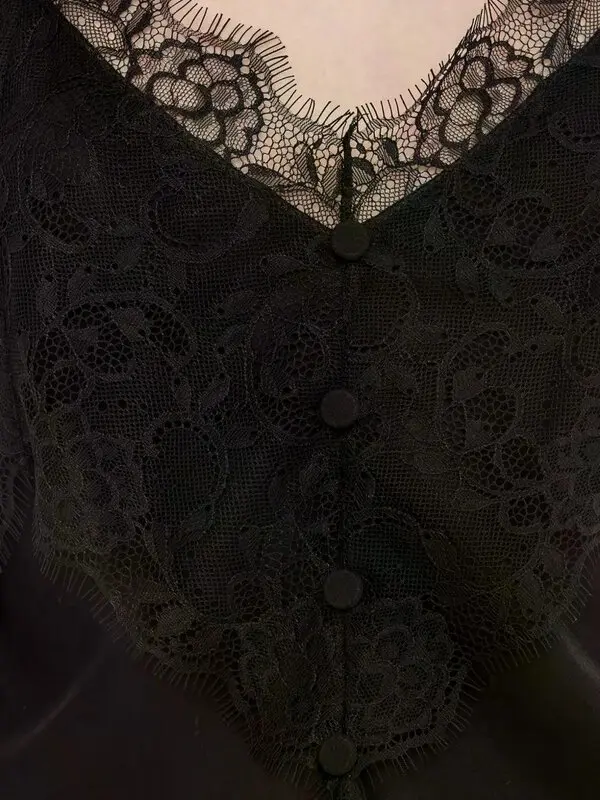 NISSA Lace Trim V-neck Blouse