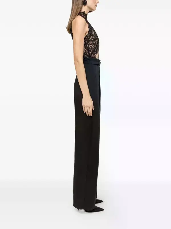 NISSA Belted High-rise Wide-leg Trousers
