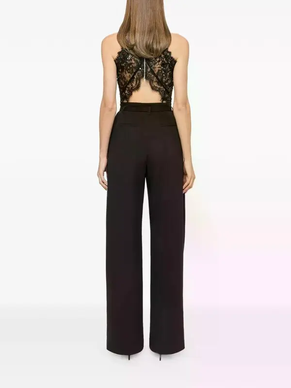 NISSA Belted High-rise Wide-leg Trousers