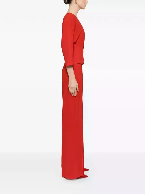 NISSA V-neck Ring Detail Top With Three-quarter Sleeves - Red