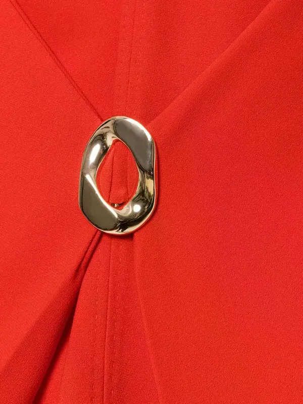 NISSA V-neck Ring Detail Top With Three-quarter Sleeves - Red