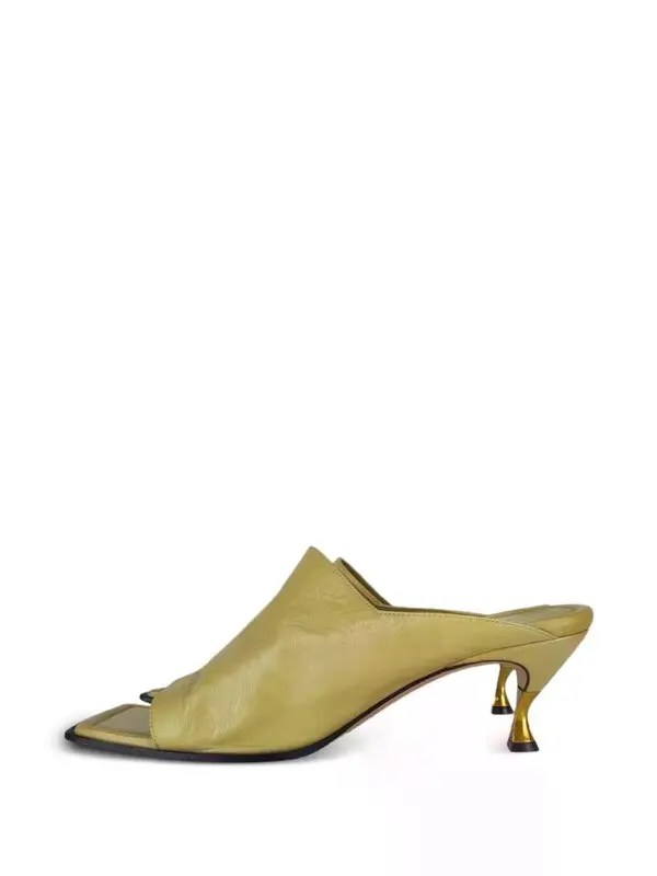 Bottega Veneta Square-toe Leather Cone Heel Sandals