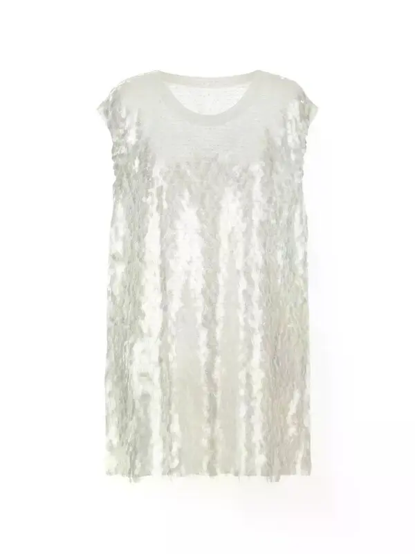 Norma Kamali Sequin Crewneck Top - White