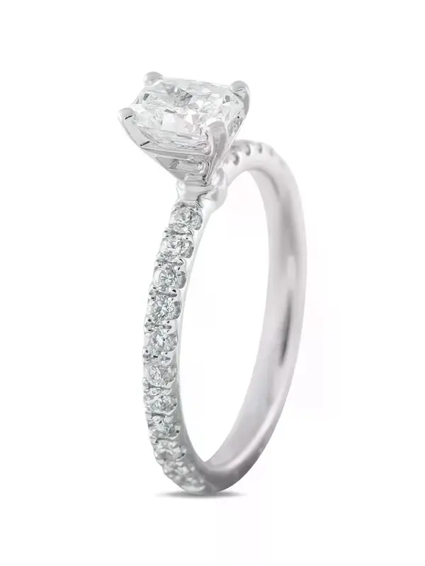 LB EXCLUSIVE 18k White Gold Cushion-cut Diamond Engagement Ring - Silver
