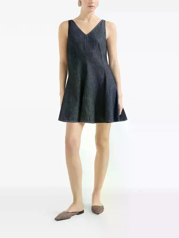 Brunello Cucinelli Cotton Denim-effect Twill Mini Dress - Blue