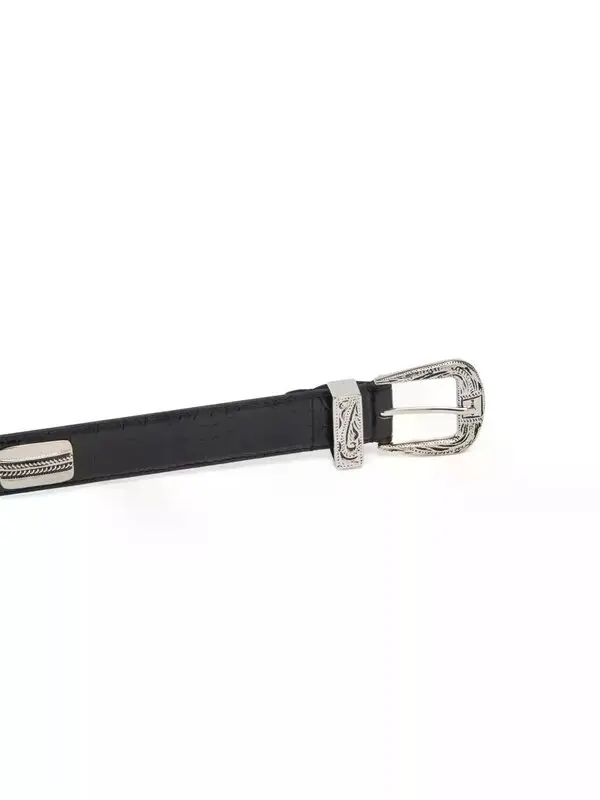 Pinko Crocodile-effect Leather Belt - Black