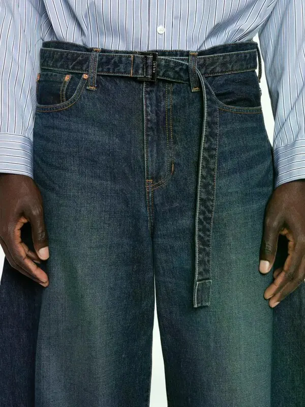 Sacai Belted Barrel-leg Jeans