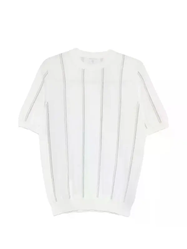Eleventy Round-neck Striped Short-sleeve Sweater