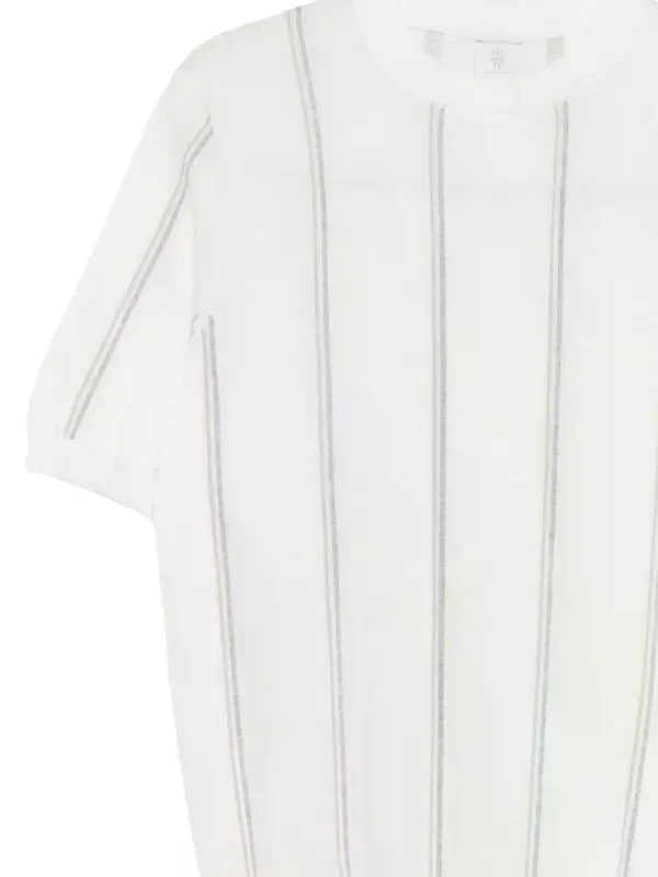 Eleventy Round-neck Striped Short-sleeve Sweater