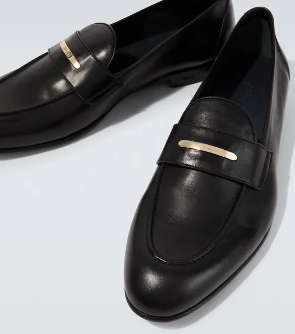 Brioni Appia Leather Penny Loafers - Black