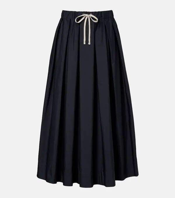 Max Mara Pineta Pleated Cotton Midi Skirt