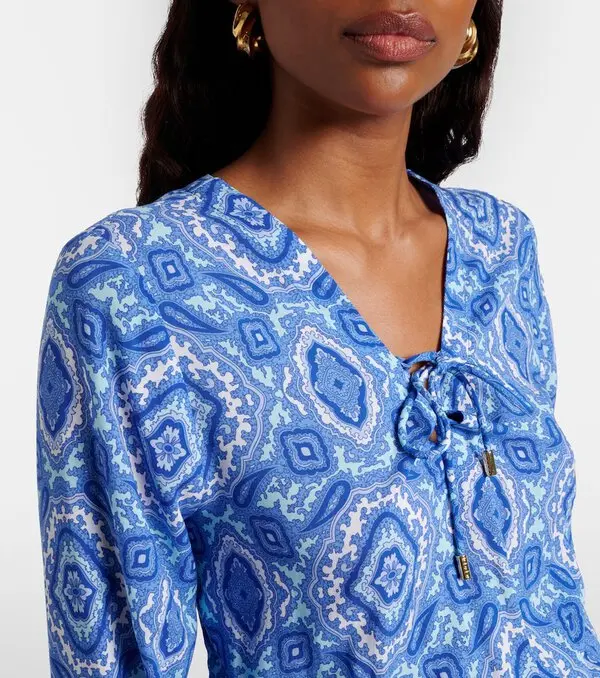 Heidi Klein Mykonos Printed Smocked Minidress