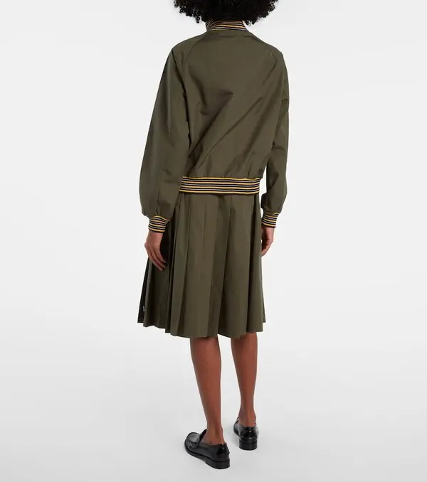 Prada Pleated Poplin Midi Skirt