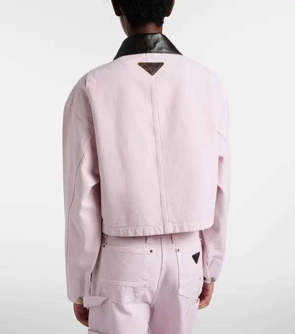 Prada Cotton Canvas Jacket With Leather Collar