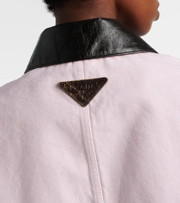 Prada Cotton Canvas Jacket With Leather Collar