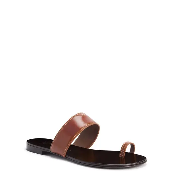 GIUSEPPE ZANOTTI Nitis Flat Leather Thong Sandals - Light_brown
