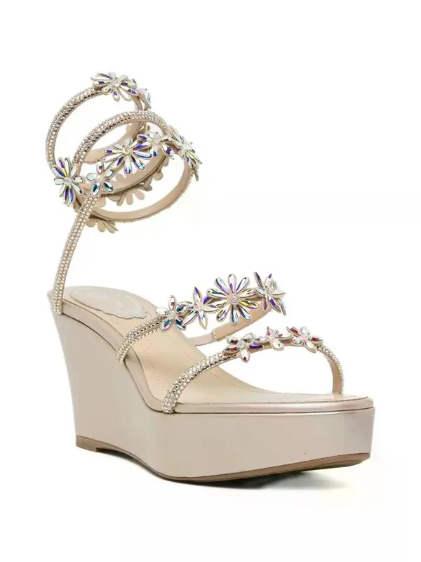 Rene Caovilla Embellished Wedge Sandals - Neutrals