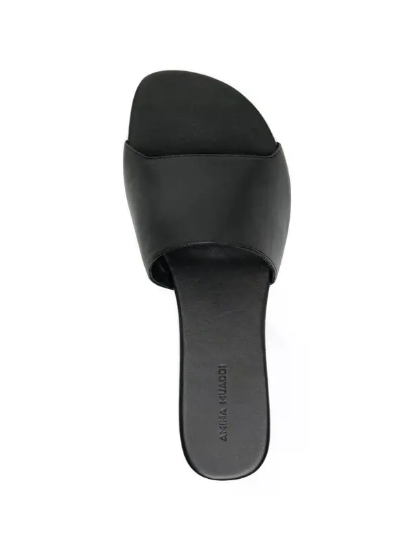 Amina Muaddi Bianca Debossed Logo Sandals - Black
