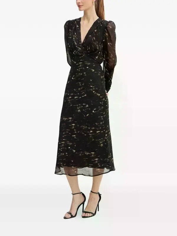 MORGAN V-neck Puff Sleeve Midi Dress