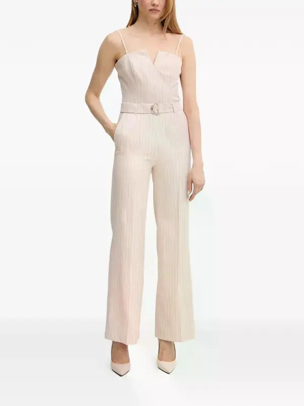 MORGAN Striped Belted Jumpsuit - Neutrals