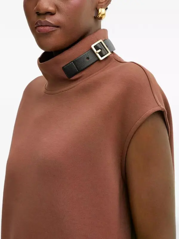 Karl Lagerfeld High Neck Buckle Detail Sleeveless Top