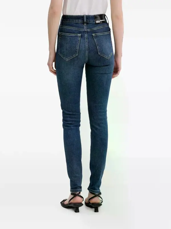 Karl Lagerfeld Button-embellished High-rise Skinny Jeans